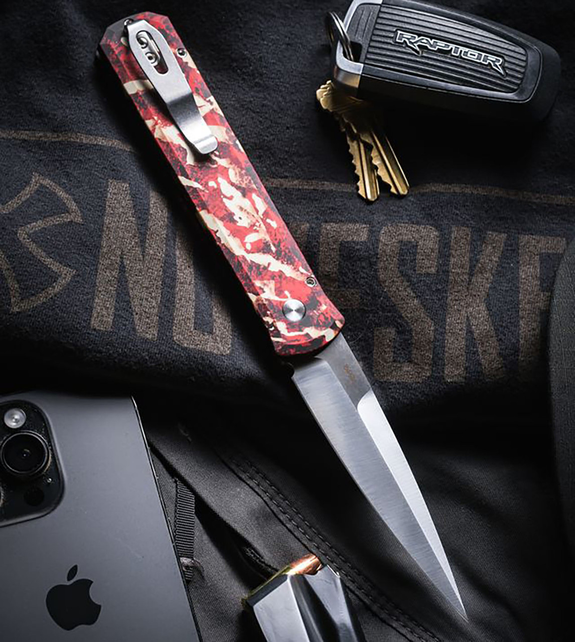 Pro-Tech Godfather Crimson Tiger Camo Anodized Handle Satin Blade 921 ...