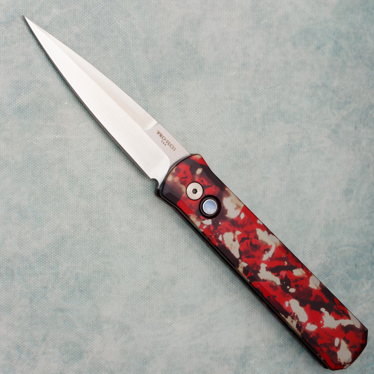 Pro-Tech Godfather Crimson Tiger Camo Anodized Handle Satin Blade 921 ...