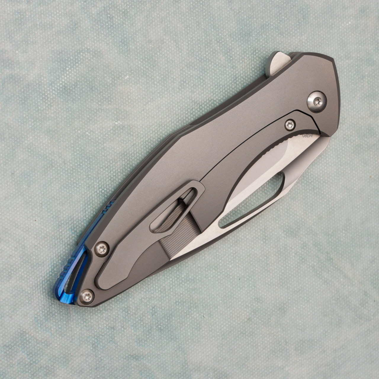 Koenig Knives Arius Frame Lock Smooth Titanium Handle Burnished Blade w ...