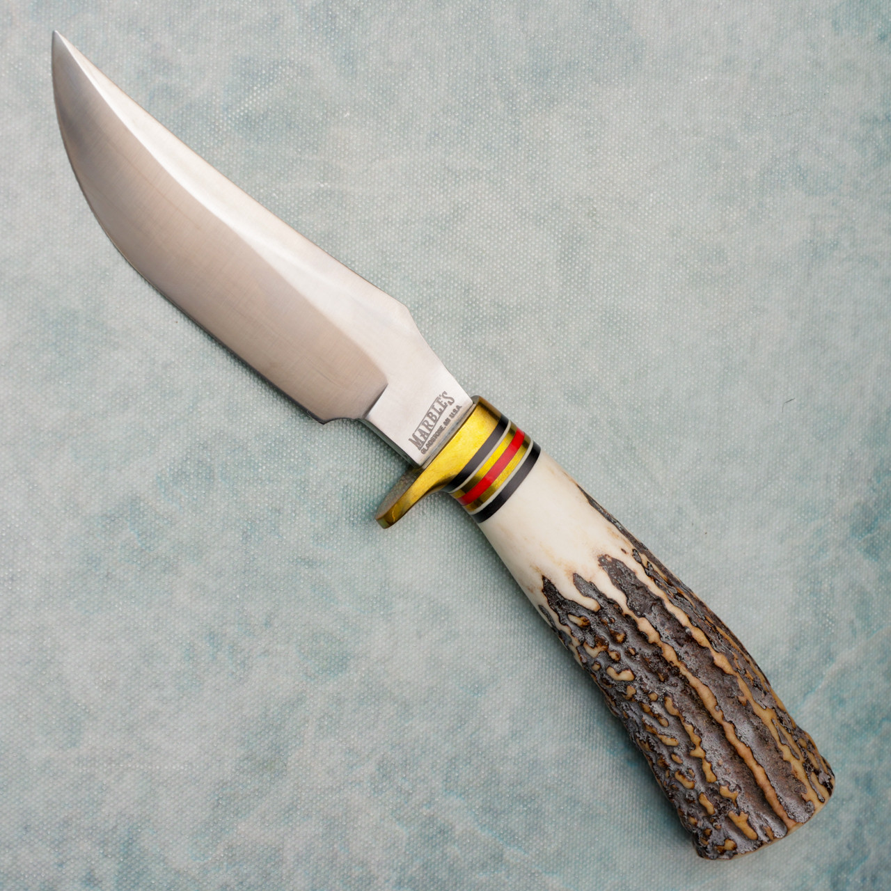 Marbles Bison Fixed Blade Stag Carver Handles Satin Blade | American ...