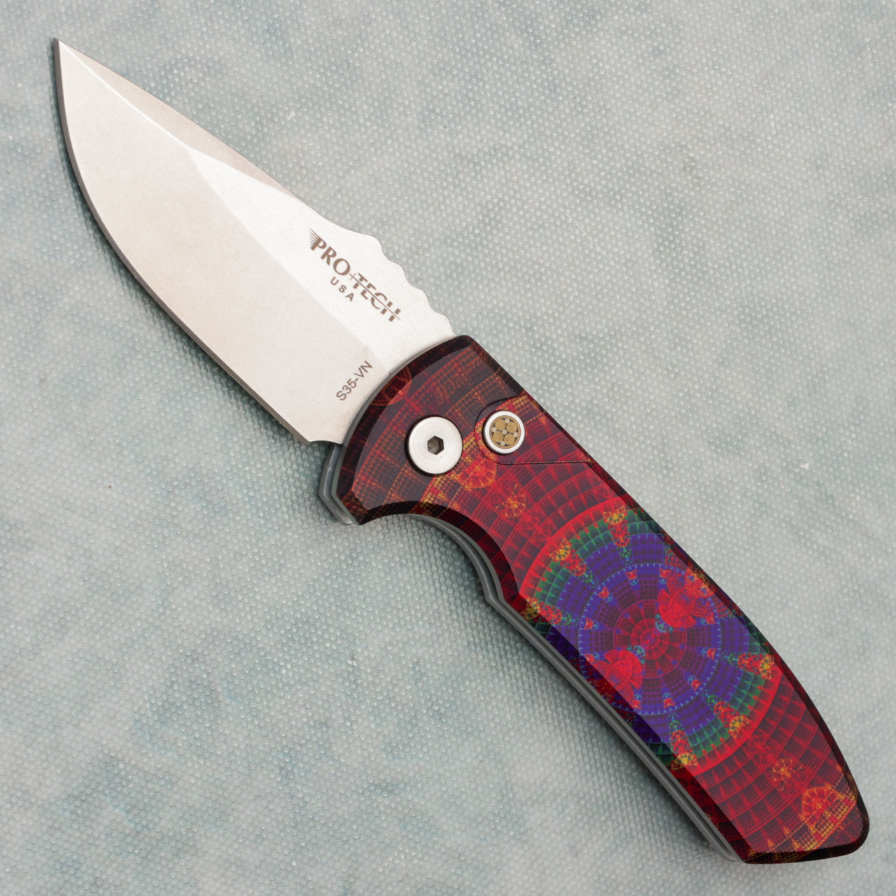 Pro-Tech Les George SBR Custom PK Print Anodized Handle Stonewash Blade ...