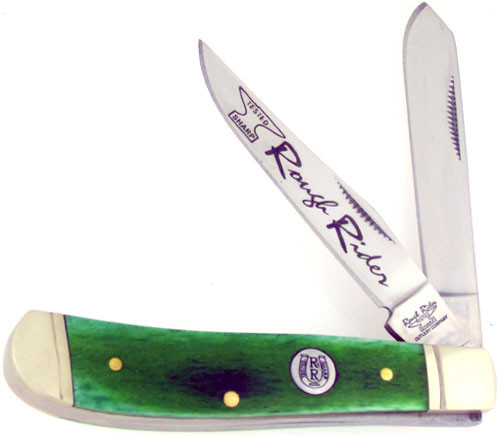Rough Rider Trapper Smooth Green Bone Small 435 | American Edge Knives