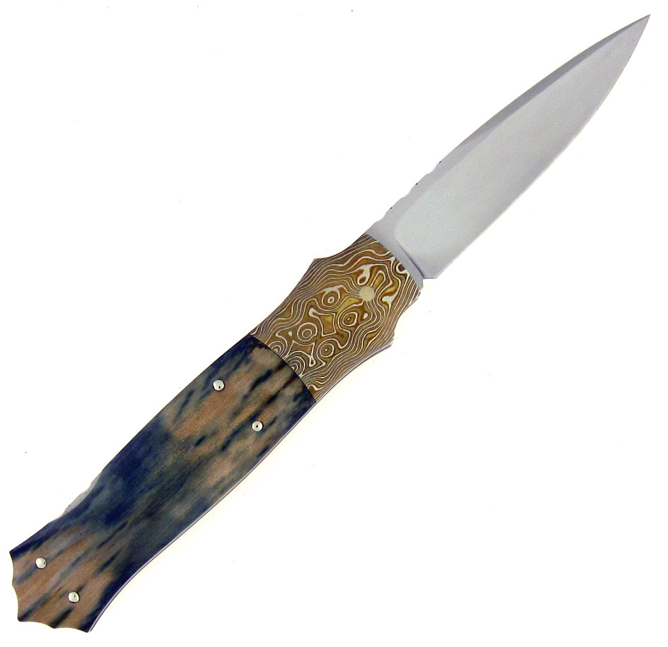 W.D. Pease Custom Dagger Lock Back Mokume Siberian Mammoth Ivory 03M18 ...