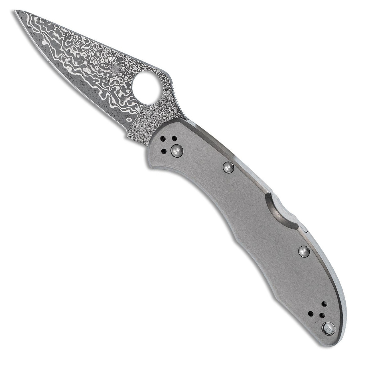 Spyderco Delica 4 Lock Back Titanium Handle Damascus Blade C11TIPD ...