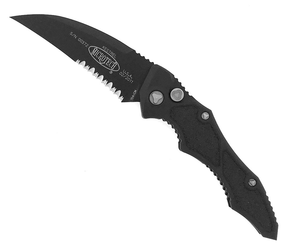 Microtech Kestrel Auto 2011 Model Black Serrated 131-2 | American Edge Knives