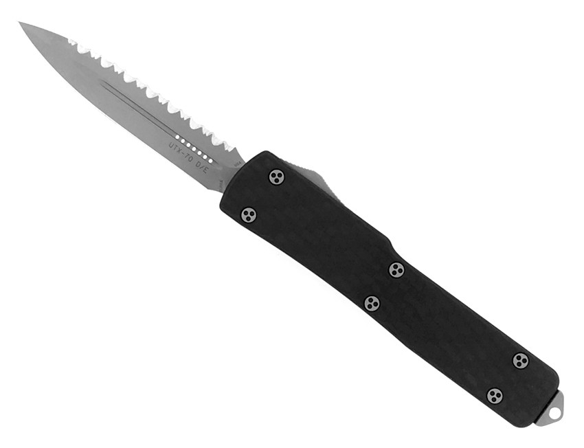 Microtech UTX-70 D/E Carbon Fiber Bead Blast Fully Serrated 147-9CF ...
