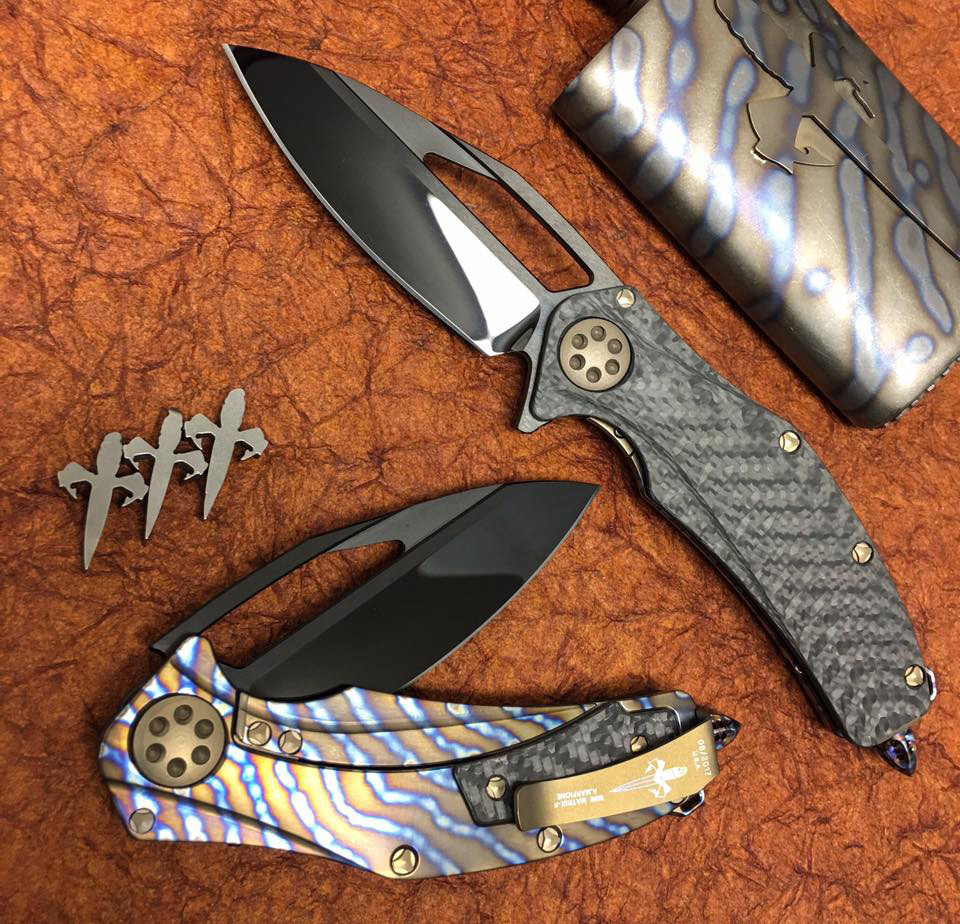 Marfione Custom Mini Matrix R Frame Lock DLC Mirror Polish Blade Carbon ...