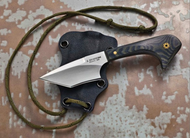 Jerry Hossom Custom Le Duck Tanto Fighting Neck Knife Green Linen ...