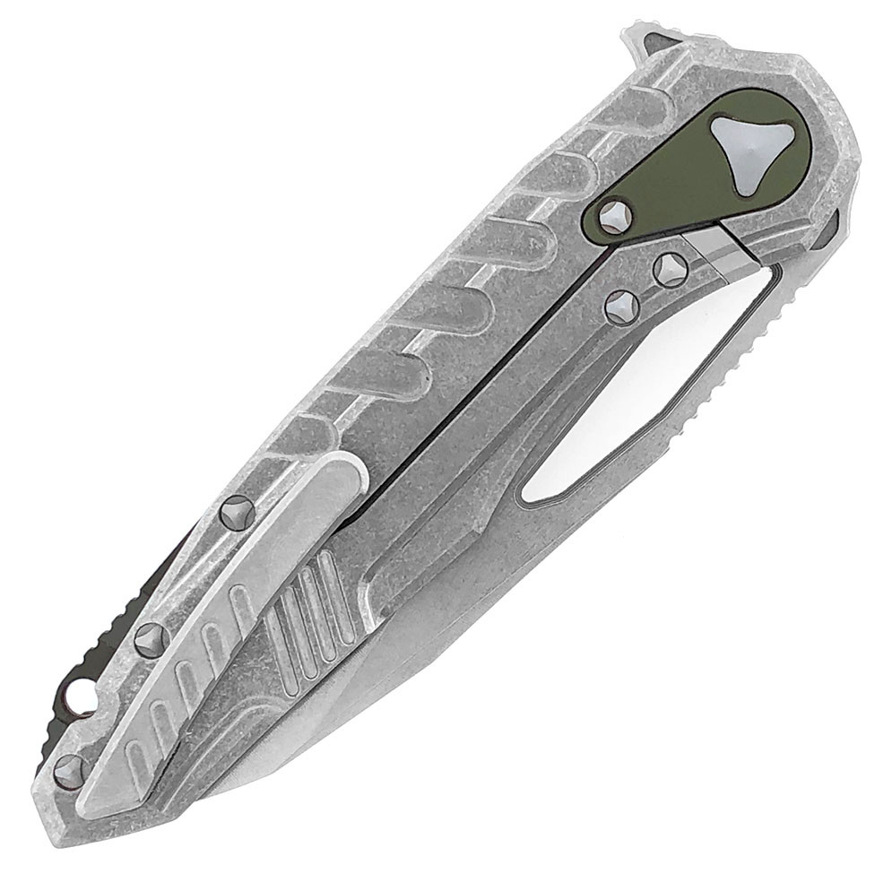 Microtech Sigil MK6 Frame Lock OD Green Aluminum w/ Titanium Stonewash ...