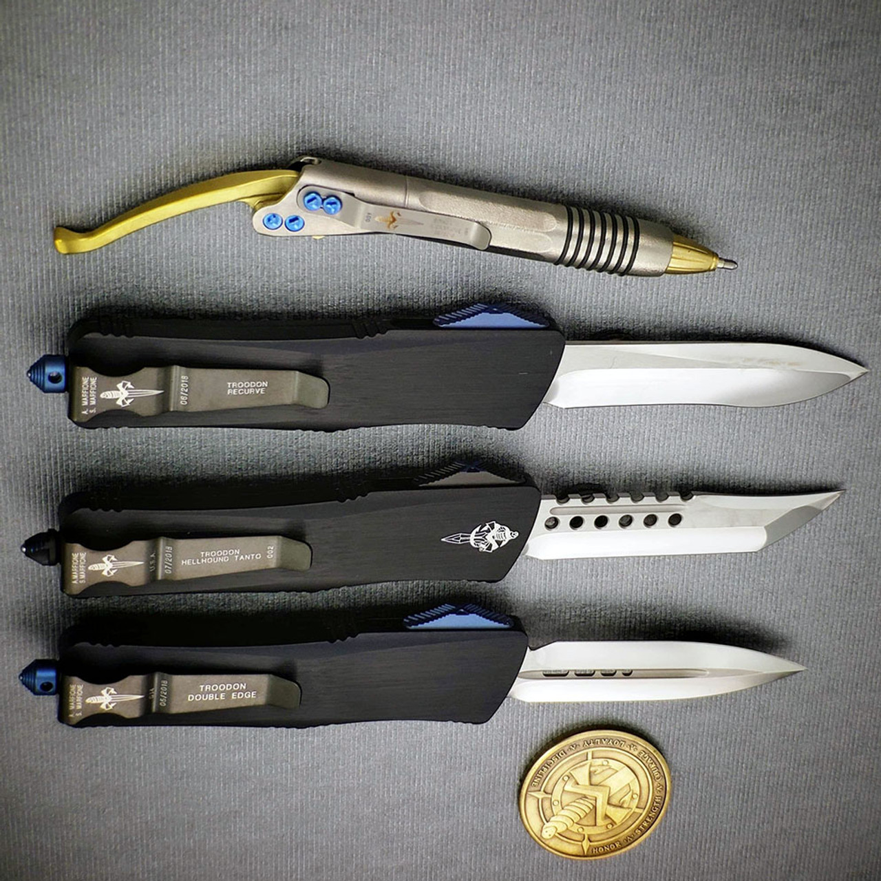 Marfione Custom Troodon Hellhound Tanto Mirror Polish Hefted Alloy W