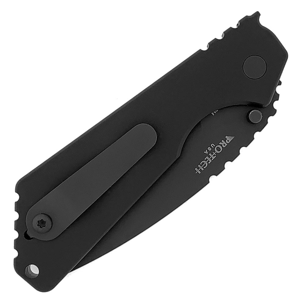 Pro-Tech Strider SnG Auto Solid Black Tactical Serrated Blade 2404 ...
