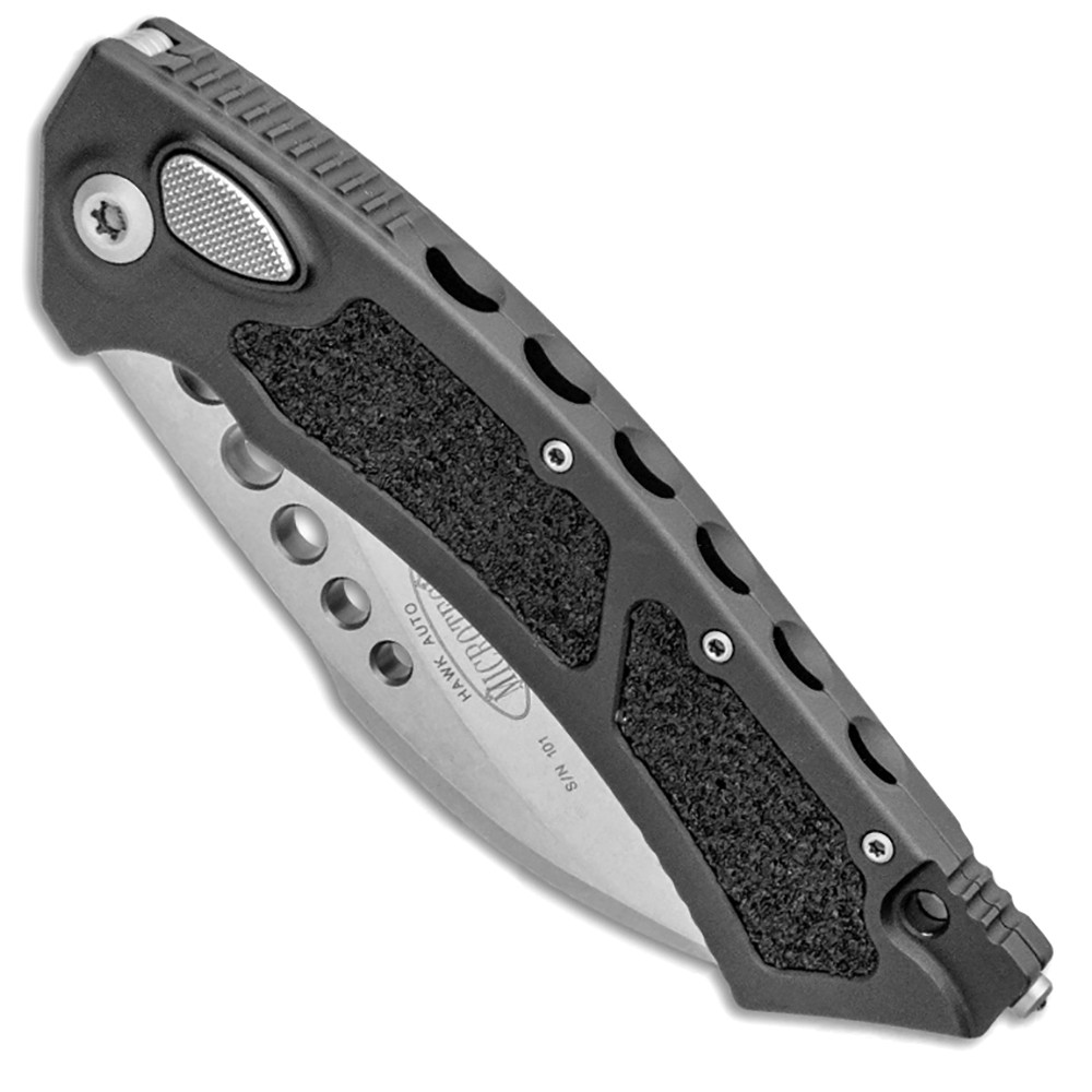 Microtech Hawk Auto Black Stonewash Standard 166-10 | American Edge Knives