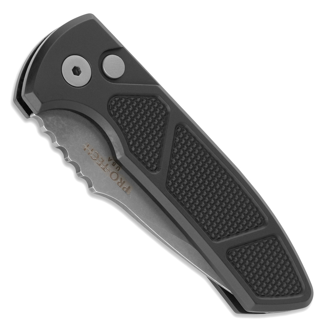 Pro Tech Les George Sbr Textured Black Handle Acid Wash Blade Lg415