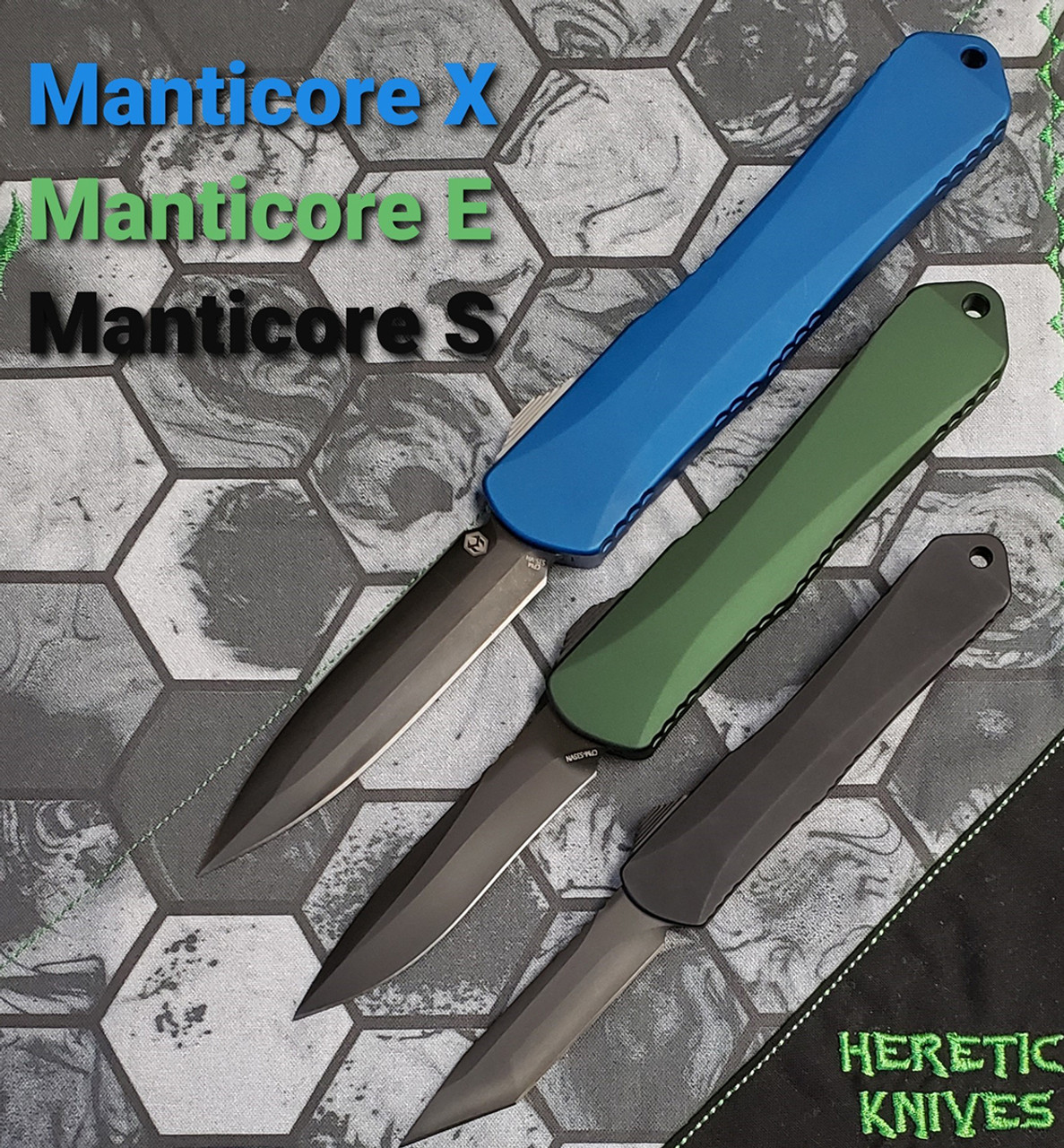 Heretic Knives Manticore E Recurve Black Tactical Handle DLC Blade H029-6A-T | American Edge Knives