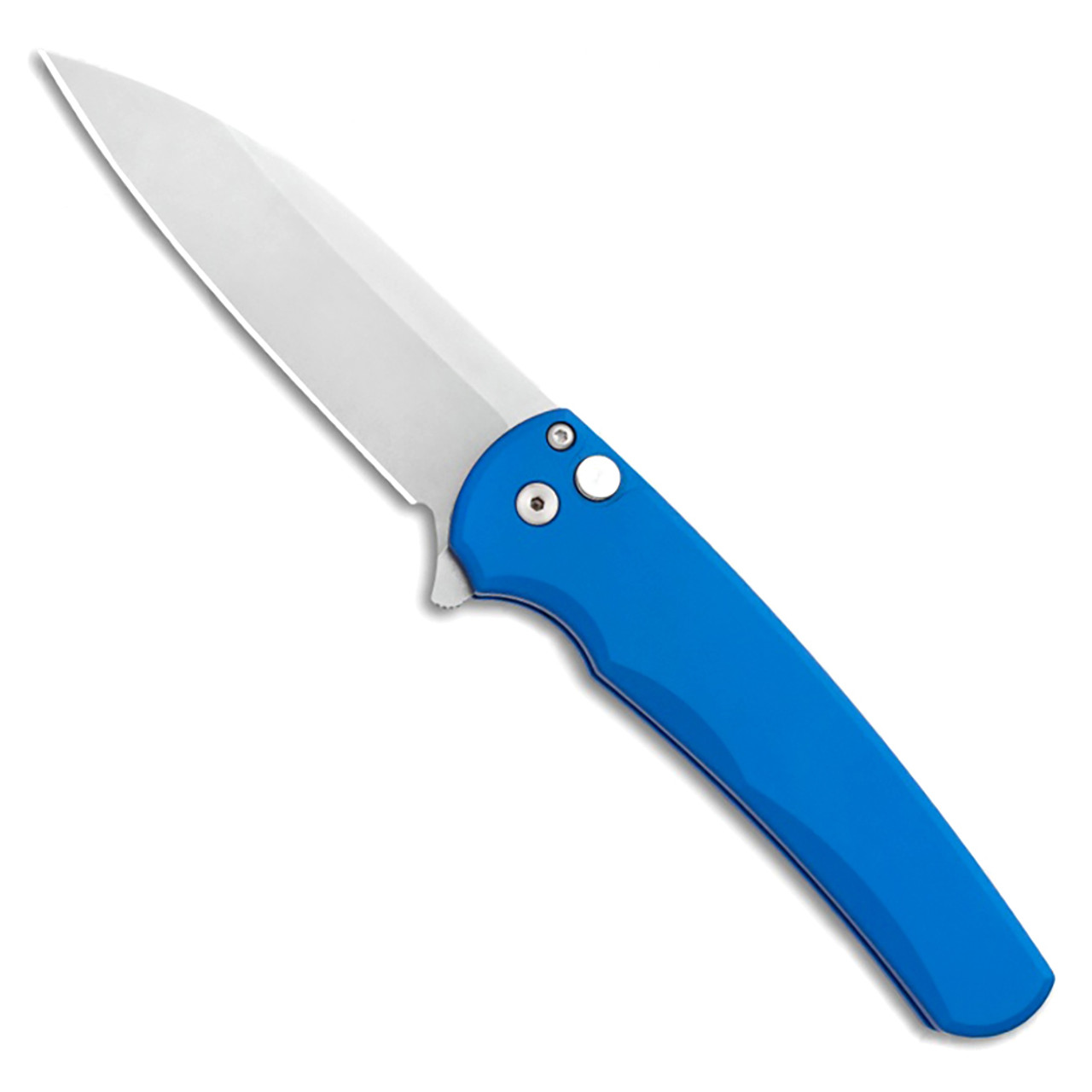 Pro Tech Malibu Button Lock Flipper Wharncliffe Blue Handle Stonewash