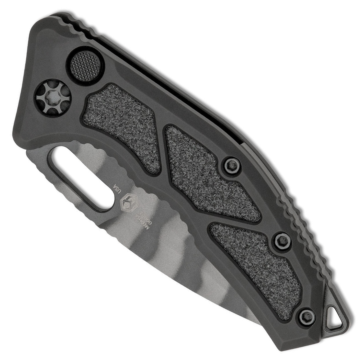 Heretic Knives Medusa Auto Recurve Black Handle Commando DLC Blade H012 ...