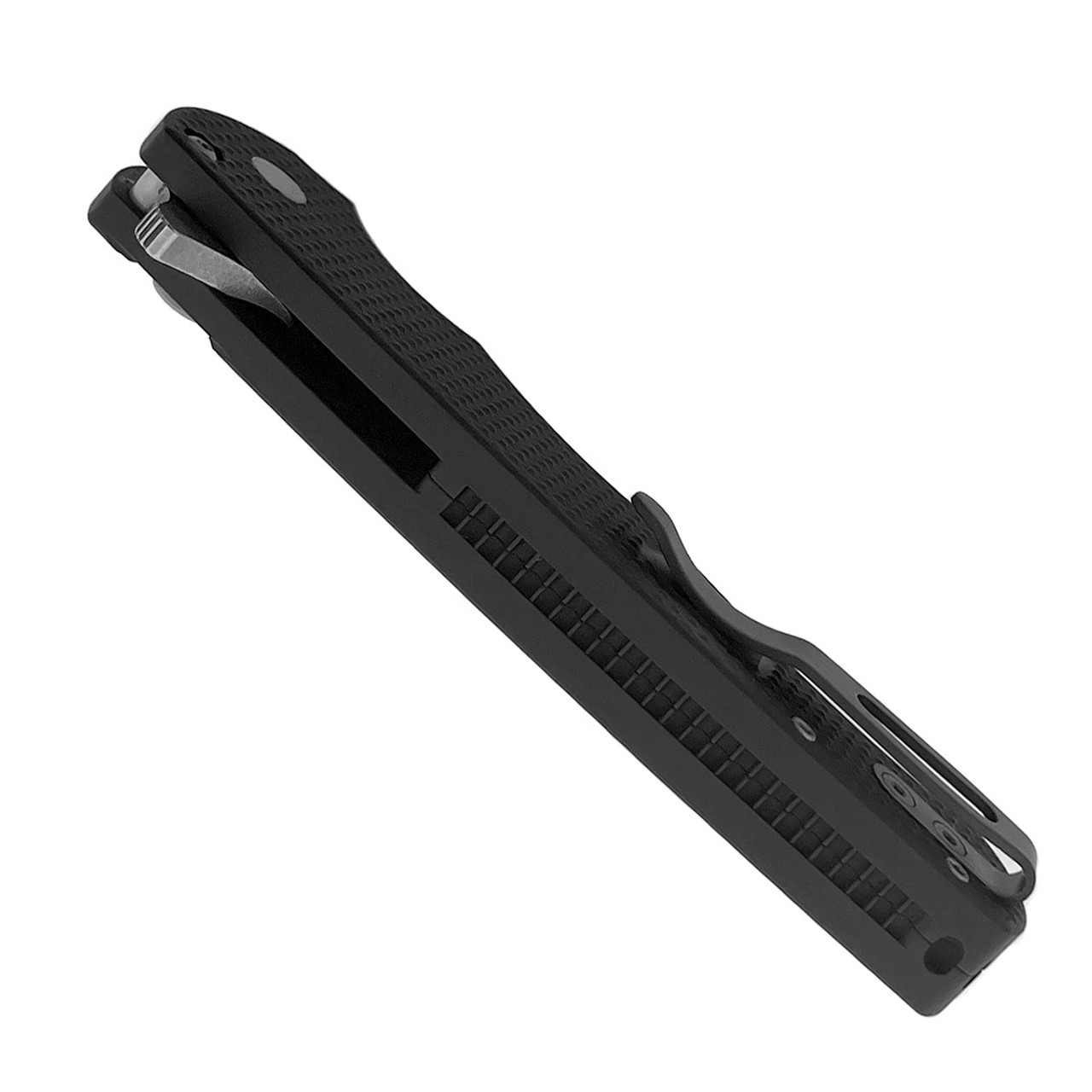 Pro Tech Malibu Button Lock Flipper Reverse Tanto Textured Black Handle