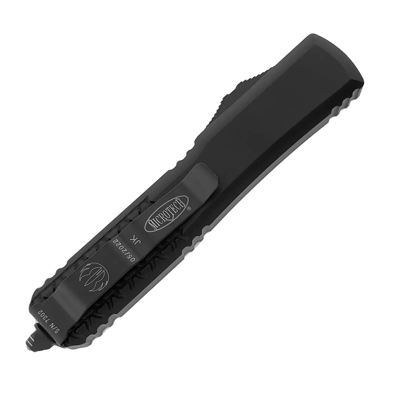 Microtech Ultratech D/E Jedi Knight Blue Full Serrated Signature Series ...