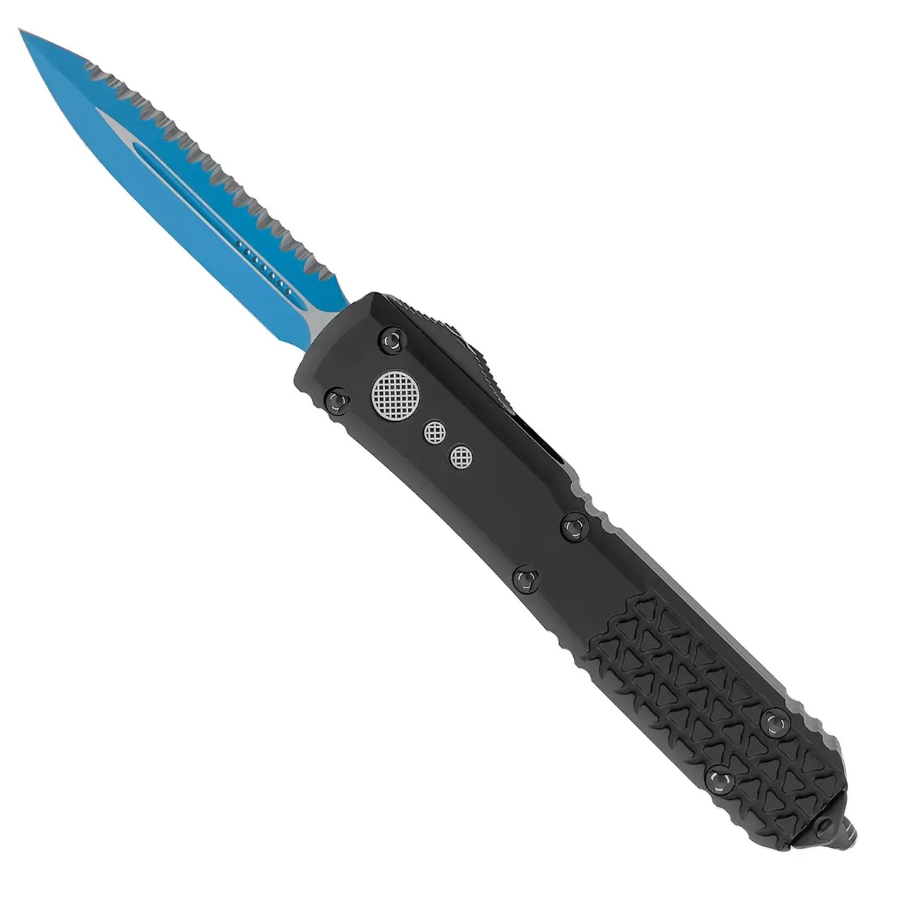 Microtech Ultratech D/E Jedi Knight Blue Full Serrated Signature Series ...
