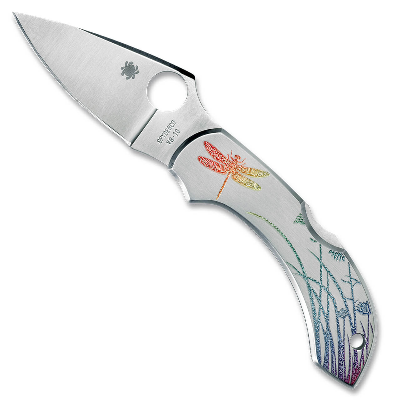Spyderco Dragonfly Tattoo Lock Back Stainless Steel Handle w/ Colored ...