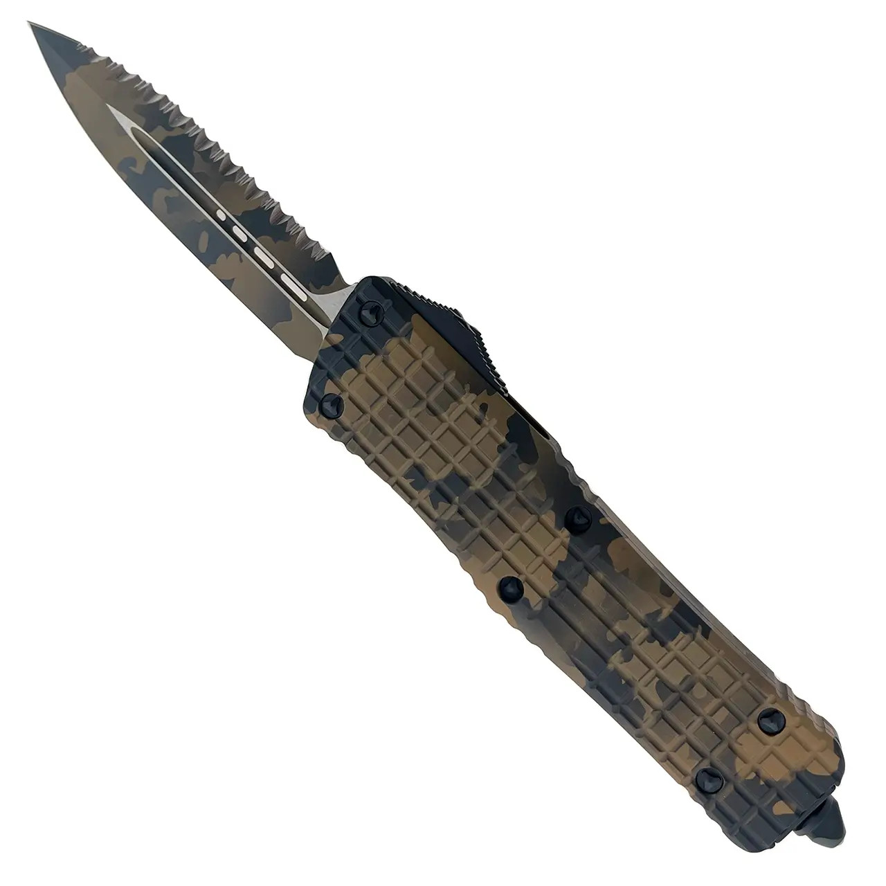 Microtech Combat Troodon D/E Frag Coyote Camo Cerakote Full Serrated ...