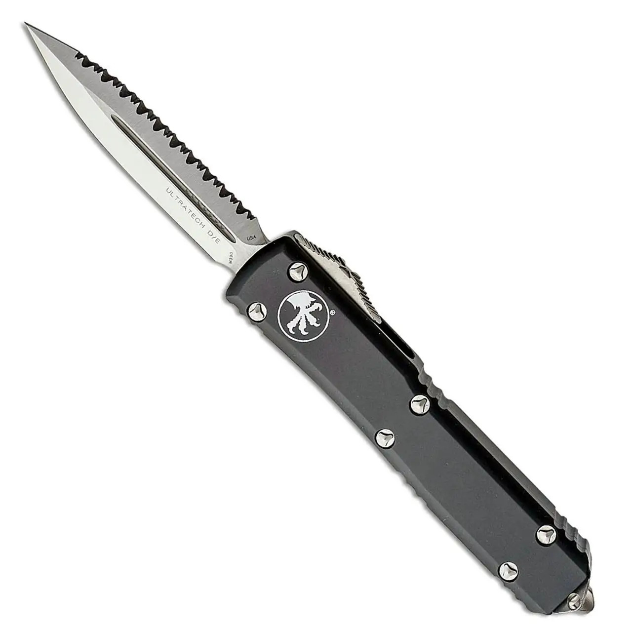 Microtech Ultratech D/E Black Satin Full Serrated 122-6 | American Edge ...