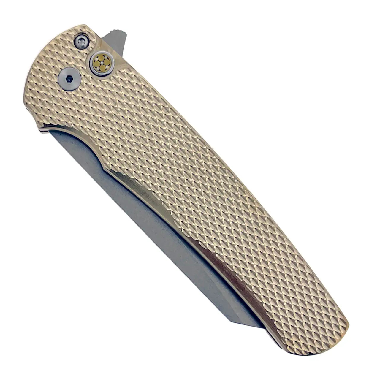 Pro-Tech Malibu Button Lock Flipper Reverse Tanto Textured Bronze AL ...