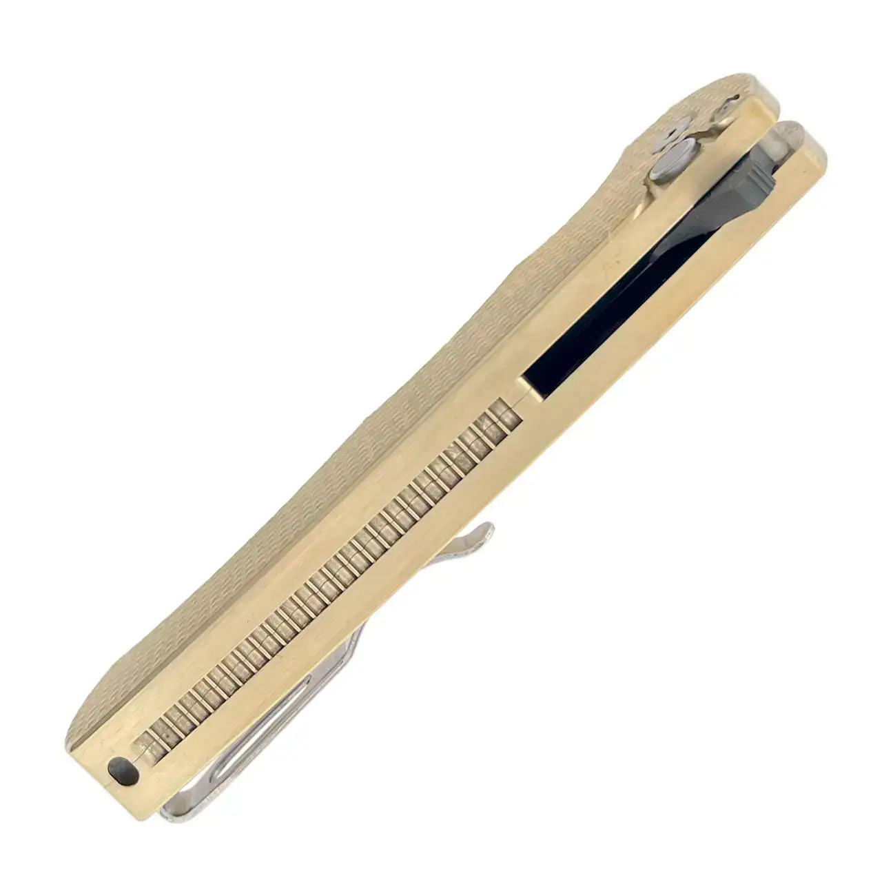 Pro Tech Malibu Button Lock Flipper Reverse Tanto Textured Bronze Al