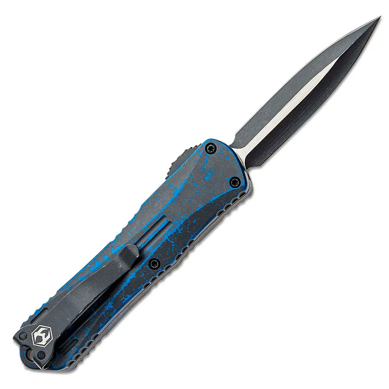 Heretic Knives Manticore E D/E Breakthrough Blue Handle Battleworn Black Blade H028-8A-BRKBLUE ...