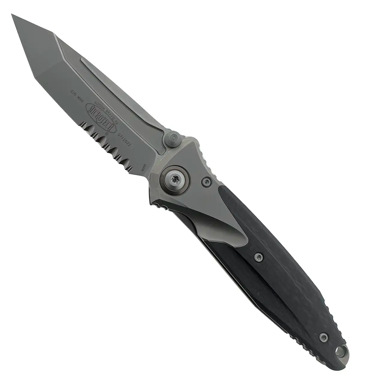 Microtech Socom Bravo Te Titanium Handle W Carbon Fiber Scaled Bead