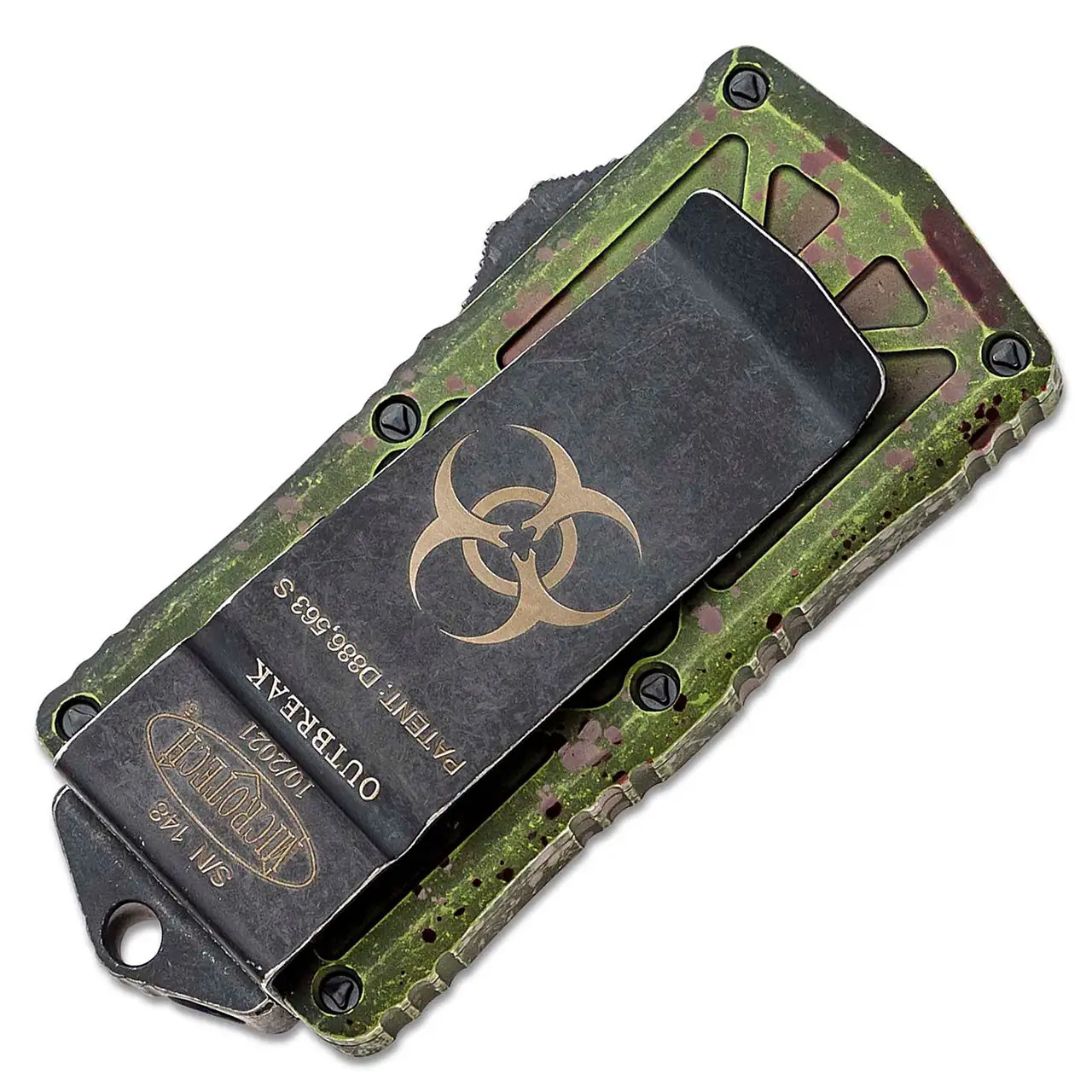 Microtech Exocet OTF Money Clip D/E Outbreak Serrated Signature Series ...