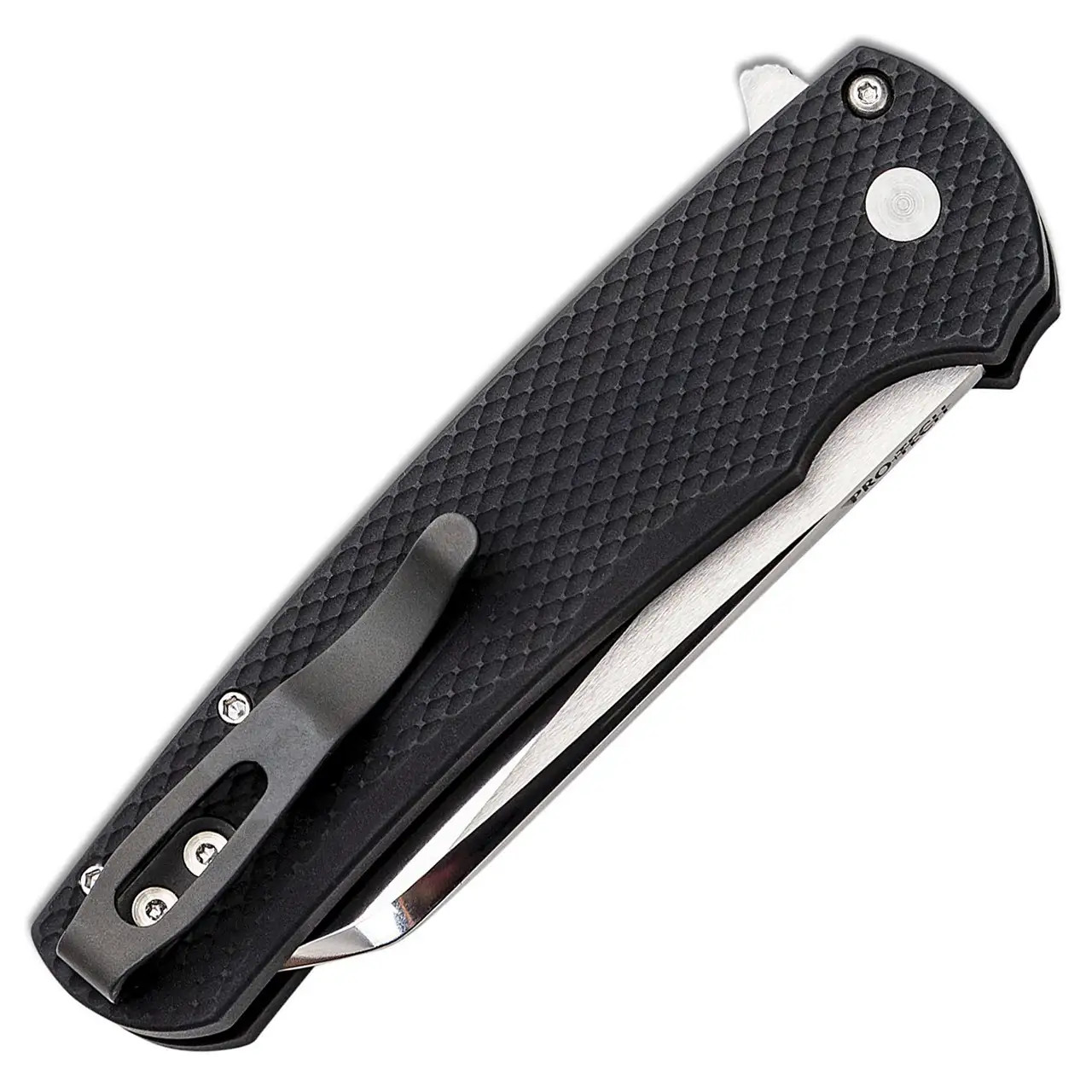 Pro Tech Malibu Button Lock Flipper Reverse Tanto Textured Black Handle