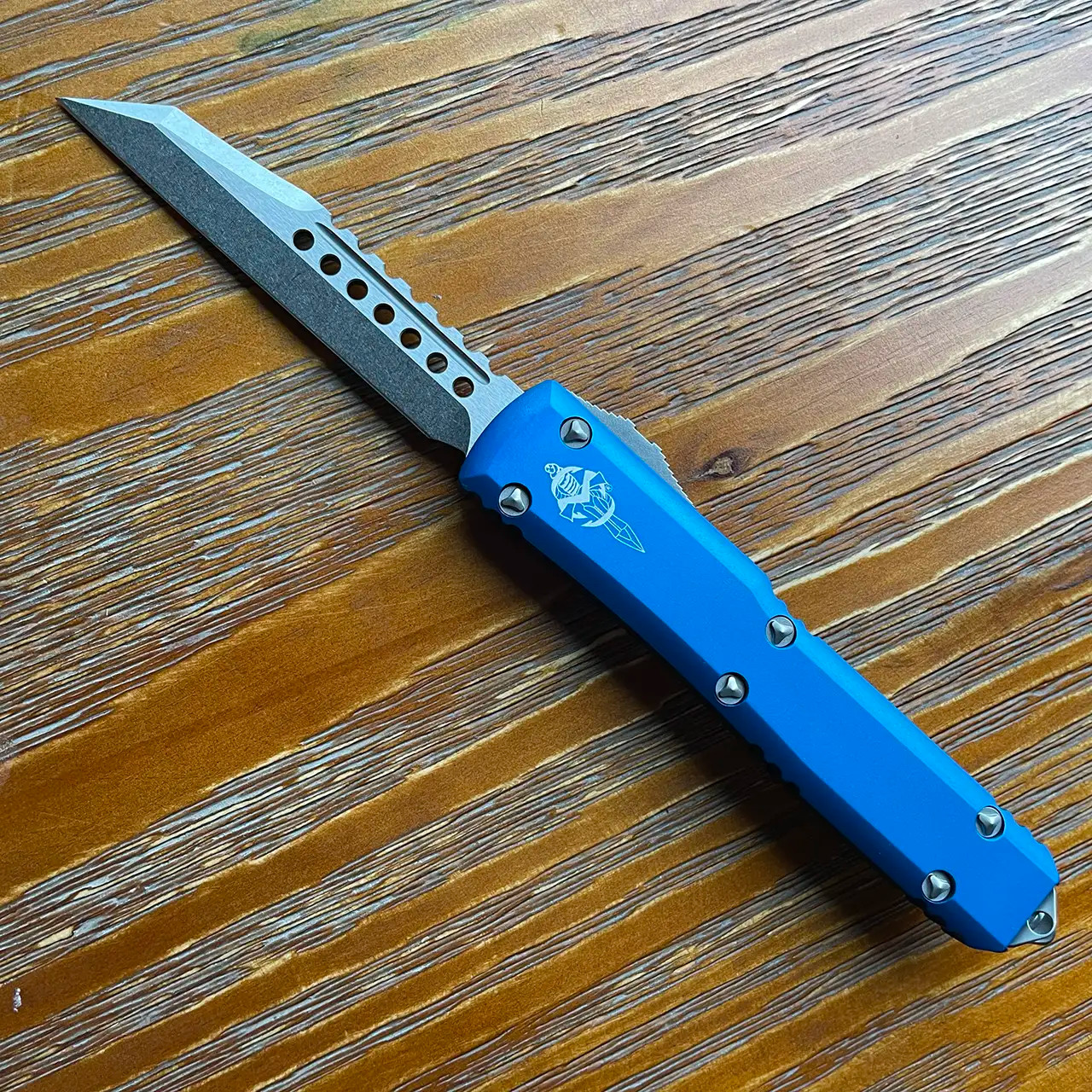 Microtech Ultratech Warhound Blue Handle Stonewash Standard Blade ...