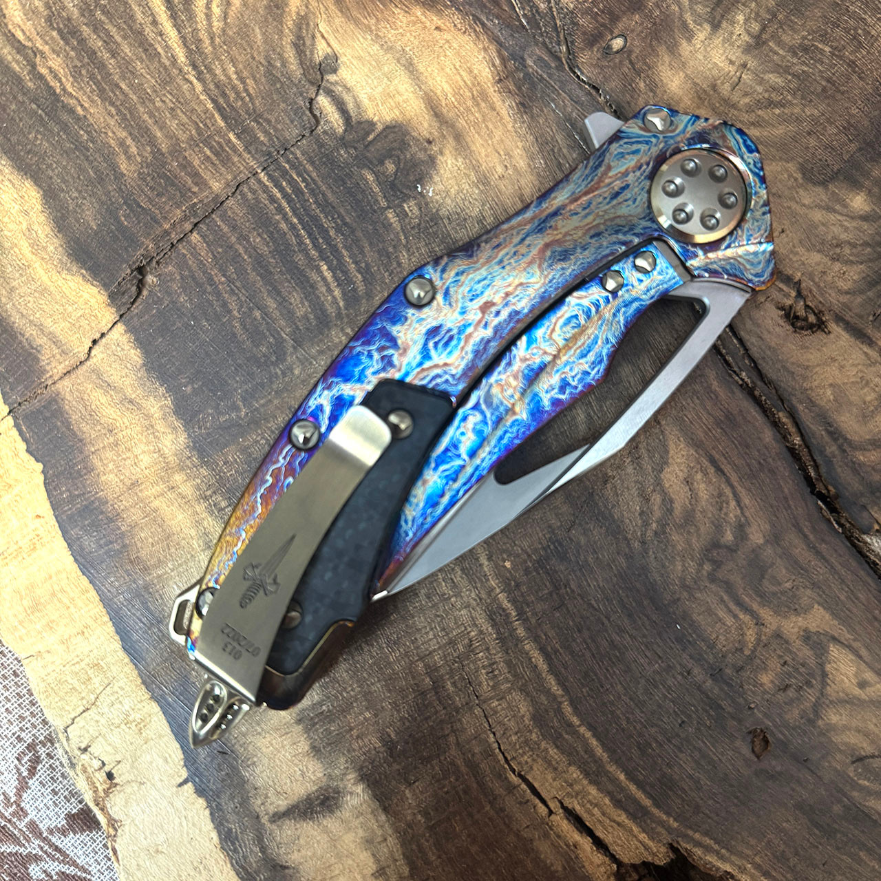 Marfione Custom Matrix-R Frame Lock Galactic Acid Finish Titanium ...