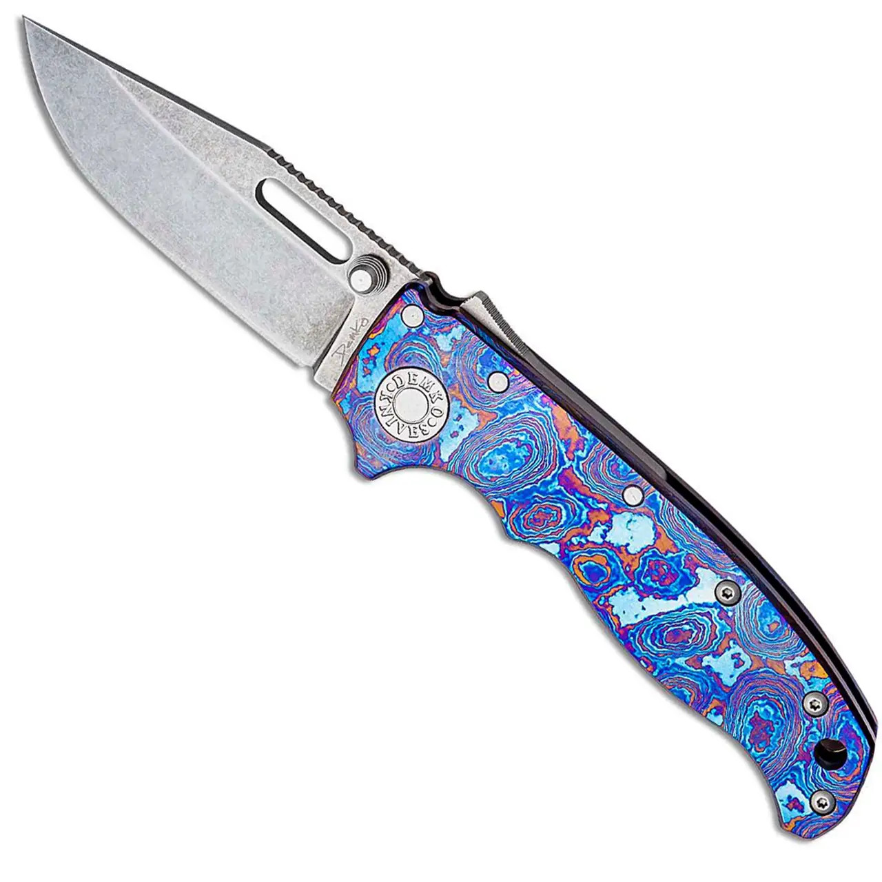 Demko AD-20.5 Shark Lock Clip Point TiMascus Handle Stonewash 3V Blade ...