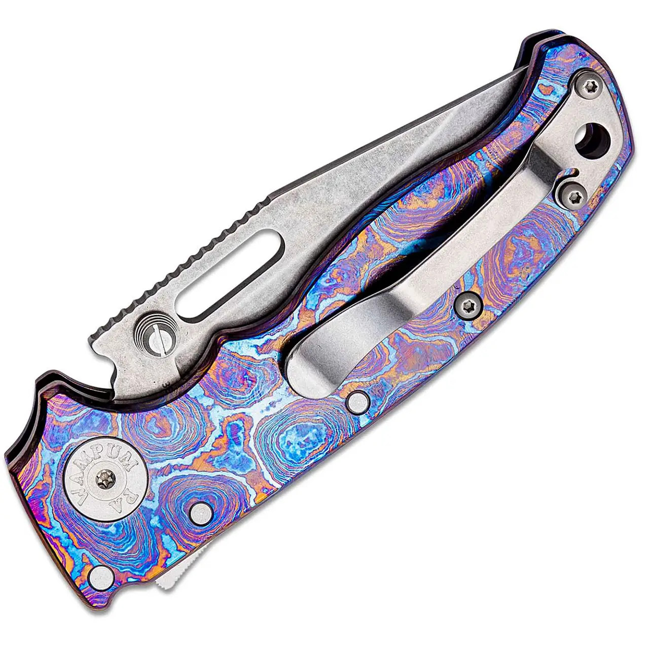 Demko AD-20.5 Shark Lock Clip Point TiMascus Handle Stonewash 3V Blade ...