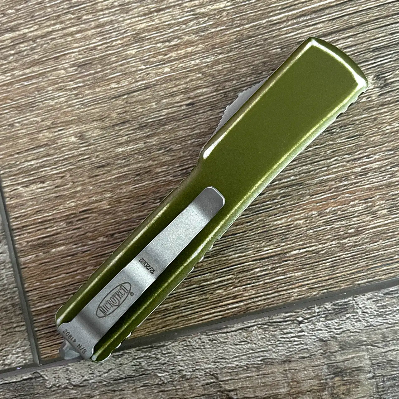 Microtech UTX-70 D/E Distressed OD Green Apocalyptic Double Full ...