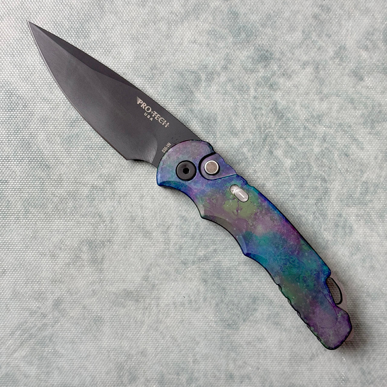 Pro-Tech TR-5 Auto Solid Northern Lights Anodized Handle DLC Blade ...