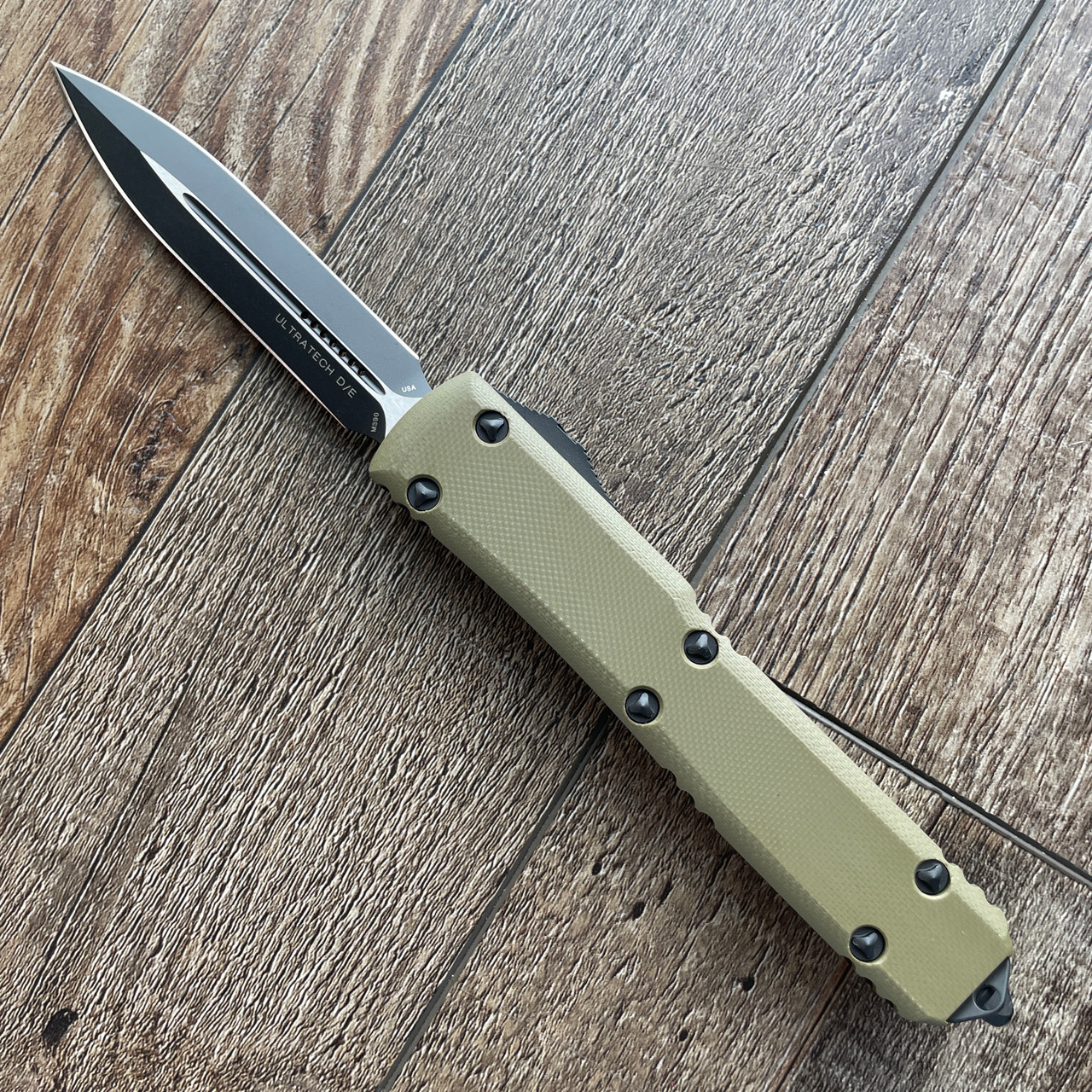 Microtech Ultratech D/E OD Green G-10 Composite Top Black Standard ...