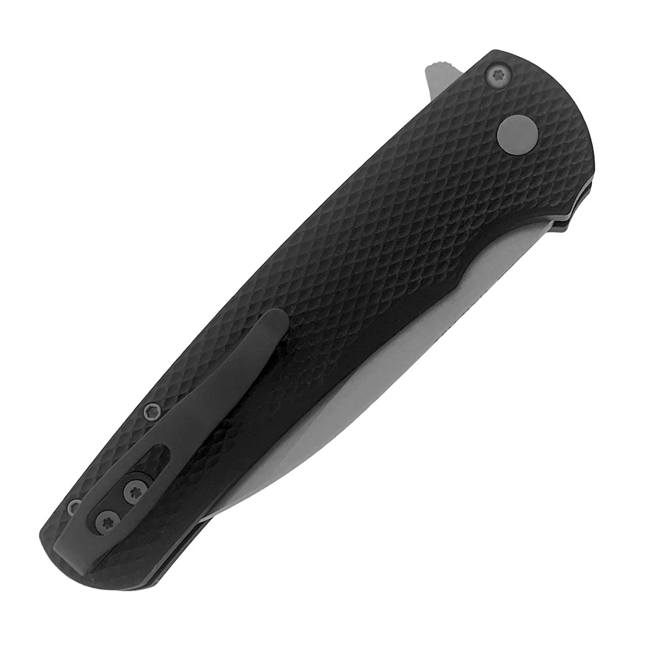 Pro-Tech Malibu Button Lock Flipper Wharncliffe Textured Black Handle ...
