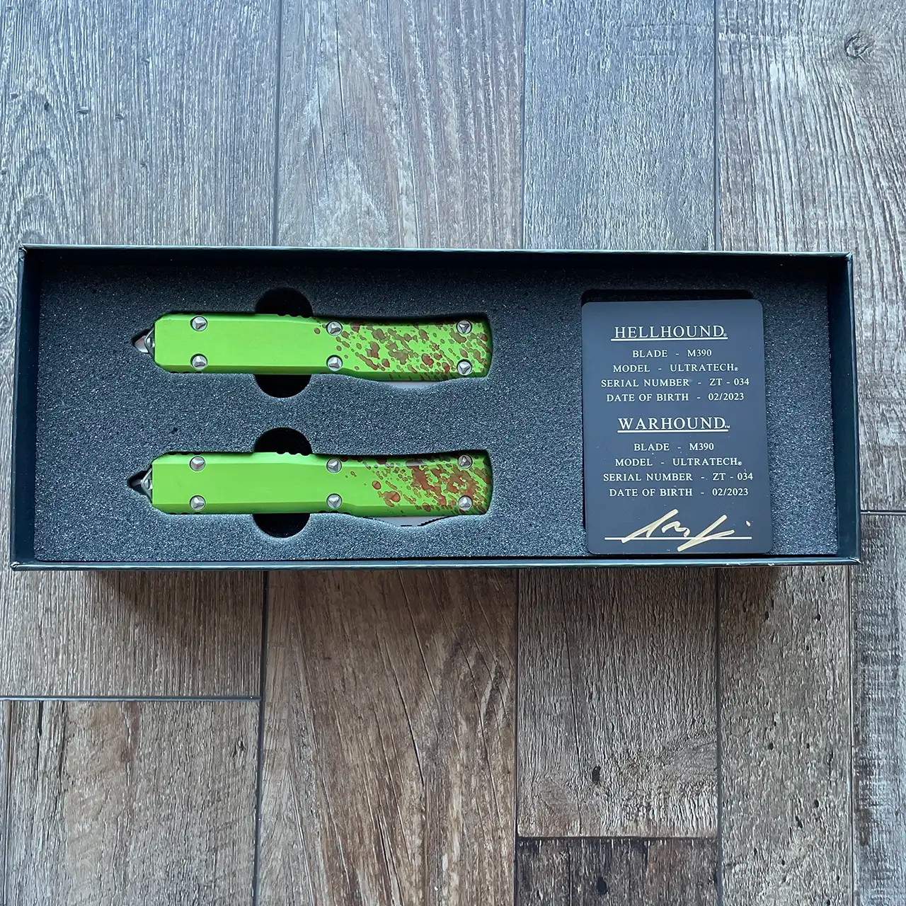 Microtech Ultratech Zombietech Hellhound and Warhound Set Stonewash ...