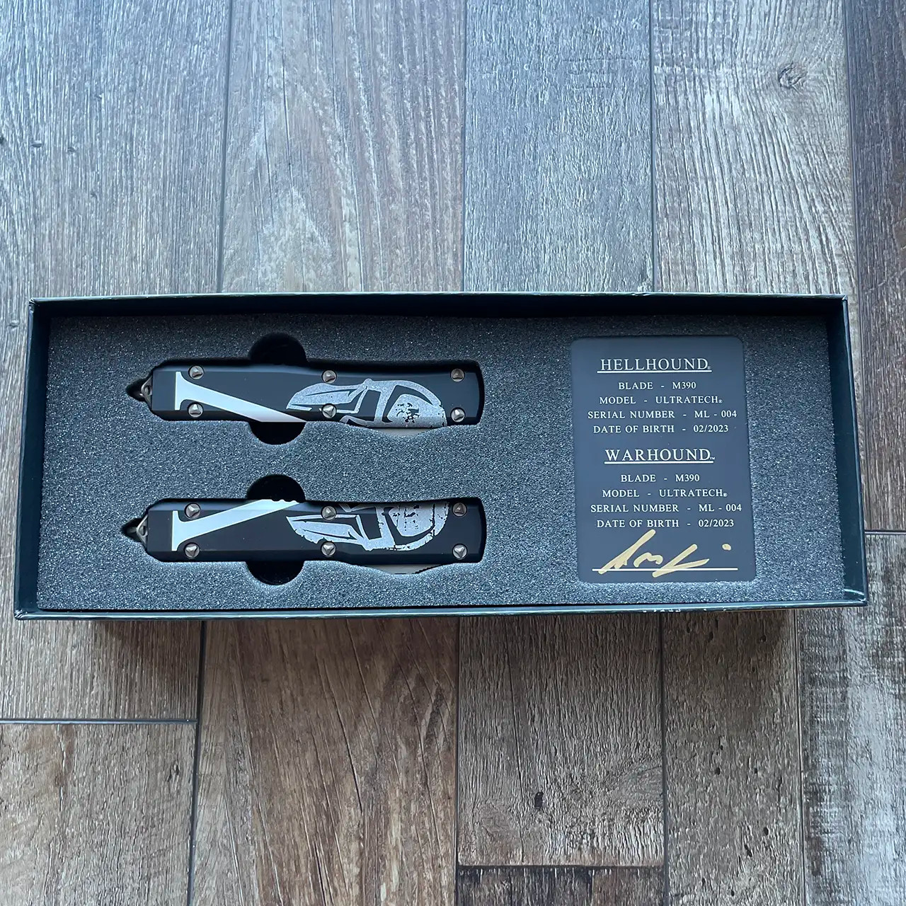 Microtech Ultratech Molon Labe Hellhound And Warhound Set Bronzed