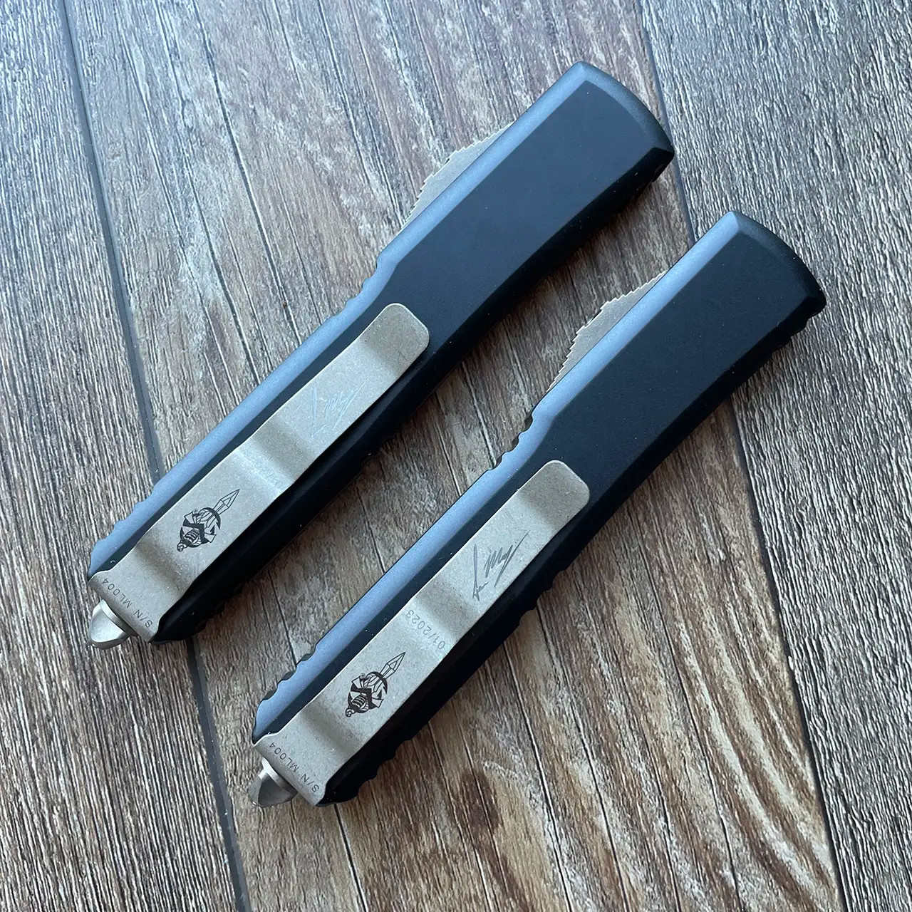 Microtech Ultratech Molon Labe Hellhound and Warhound Set Bronzed ...