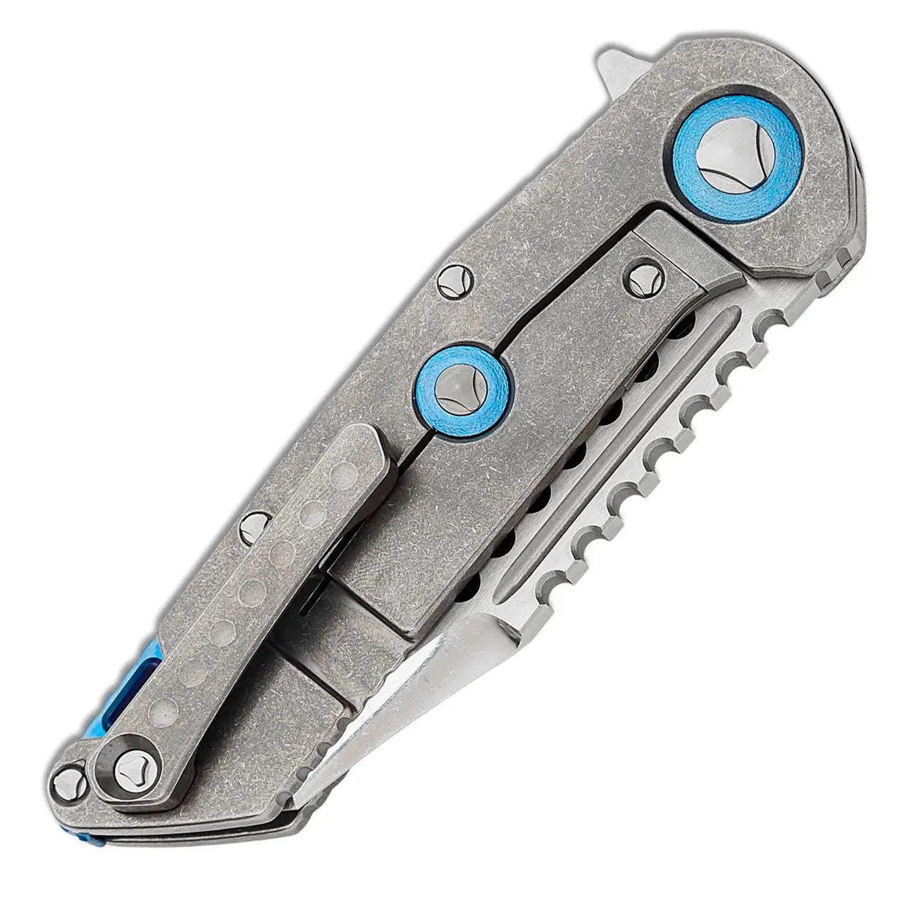 Marfione Custom Warhound Frame Lock Flipper Stonewash Titanium Handle W