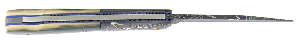 R.B. Johnson Custom Lever Auto Lock Back Ancient Mammoth Ivory Damascus ...