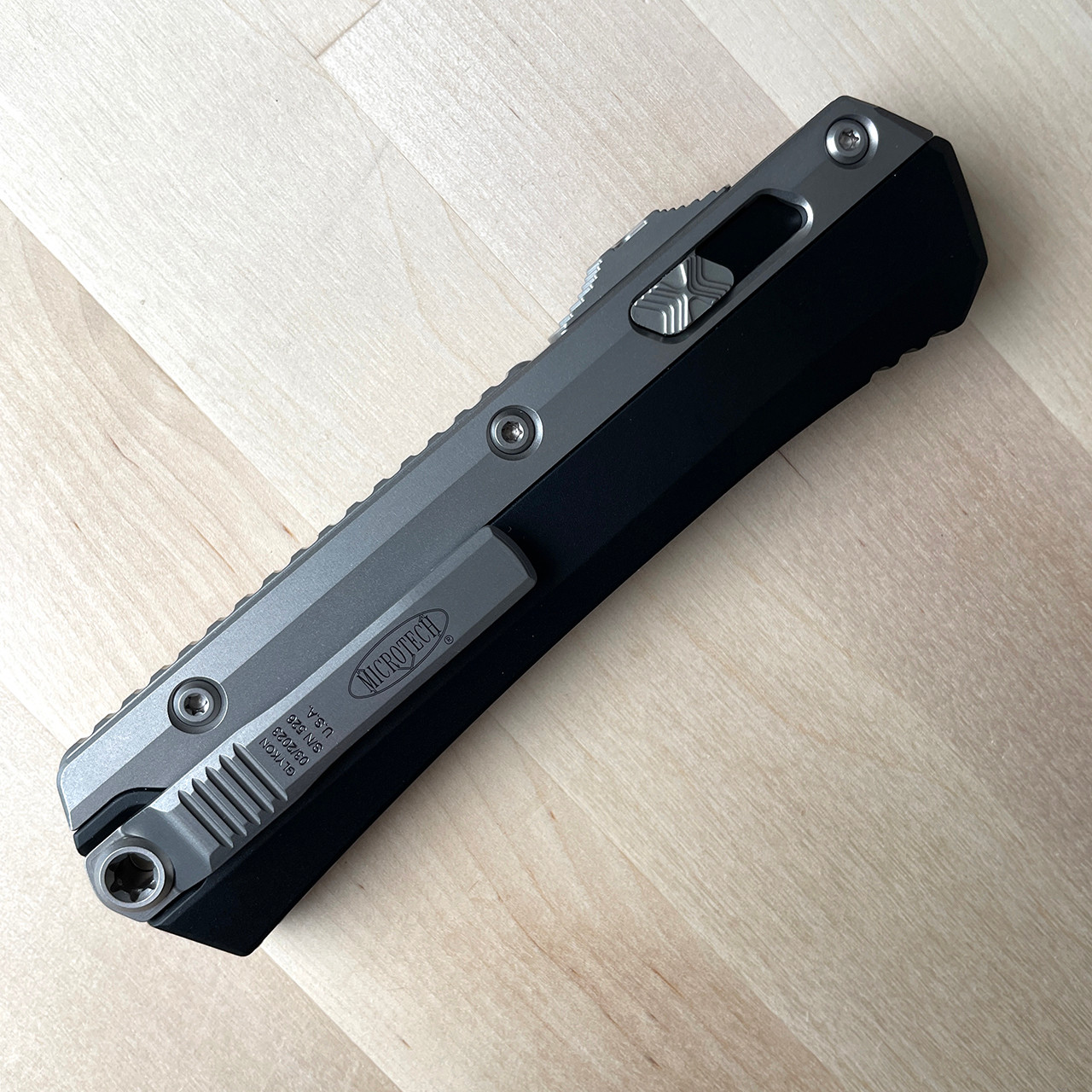 Microtech Glykon Bayonet Black Handle w/ Bead Blast Overlay Stonewash ...