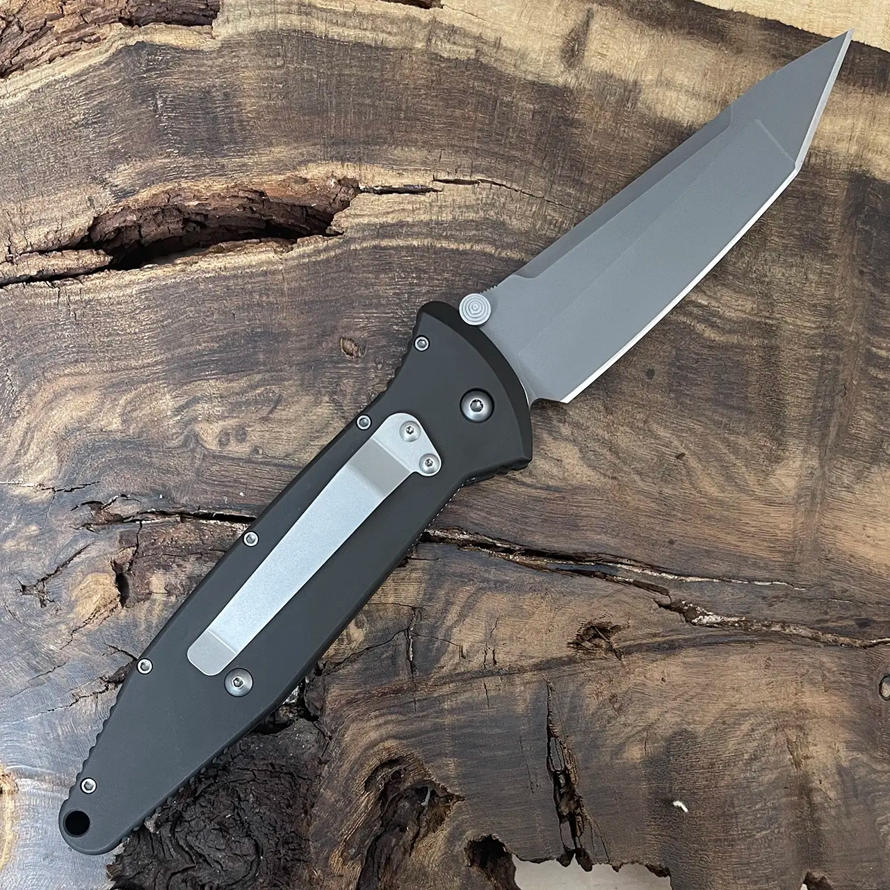 Microtech Socom D/A Auto Tanto Black Handle Bead Blast Standard Blade ...