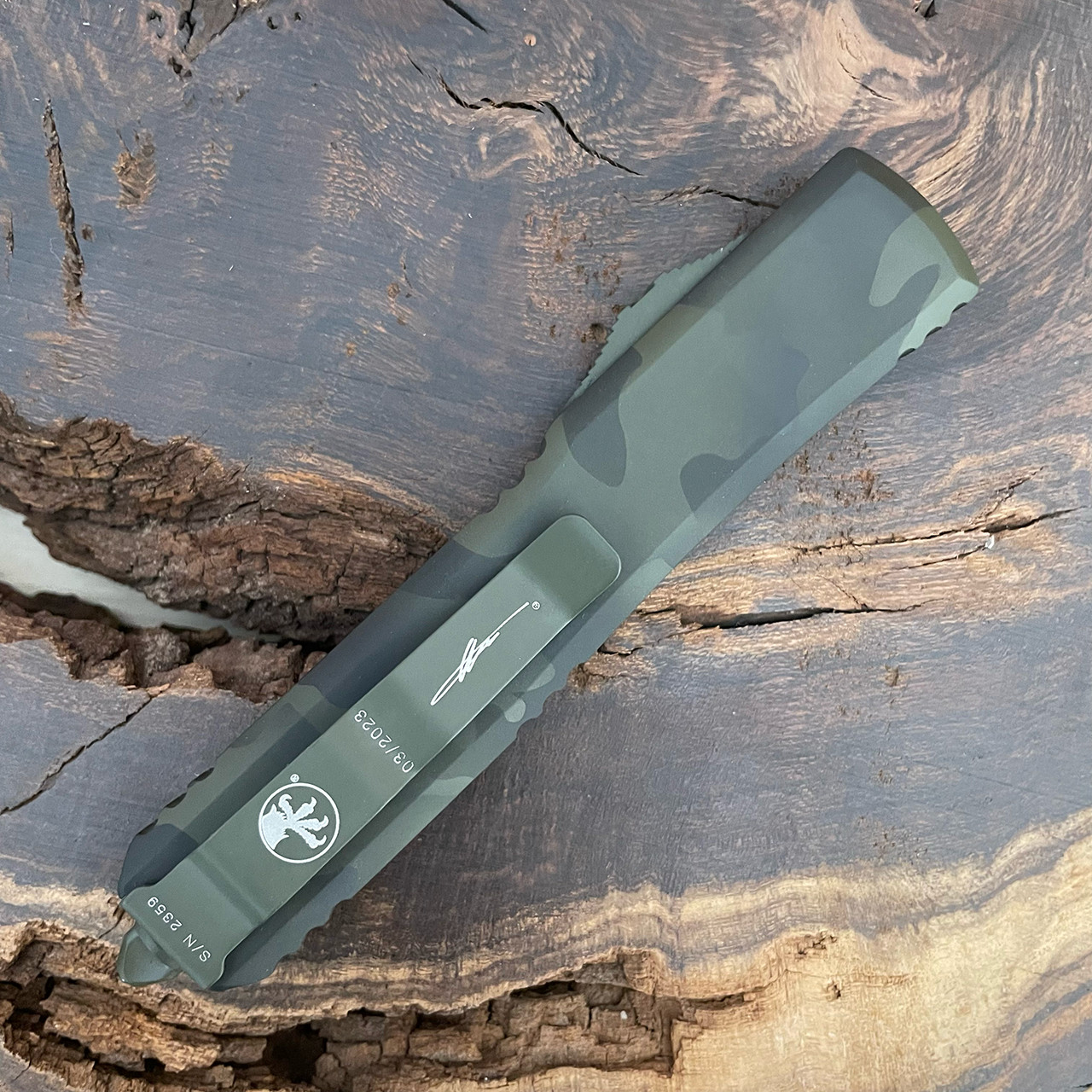 Microtech Ultratech S/E Olive Camo Standard Signature Series 121-1OCS ...