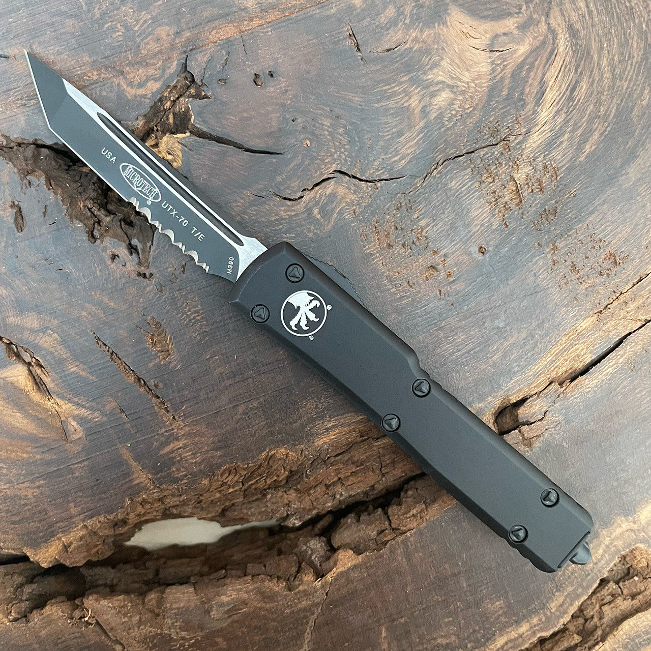 Microtech Utx 70 Te Black Tactical Handle Black Serrated 149 2t