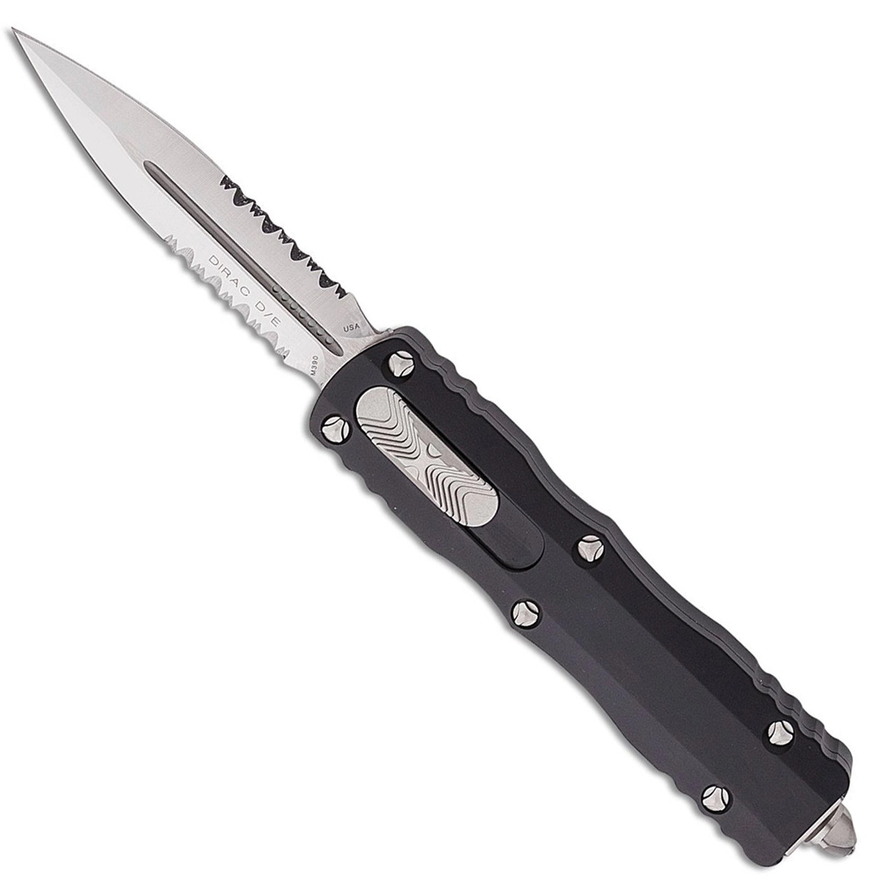 Microtech Dirac D/E Black Satin Serrated 225-5 | American Edge Knives